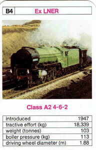 Game Card: B4 - Ex LNER - Class A2 4-6-2 - 1947 (Quartett - Trains ...