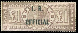 Stamp: Queen Victoria (1819-1901) - Overprint - I.R. OFFICIAL (United ...