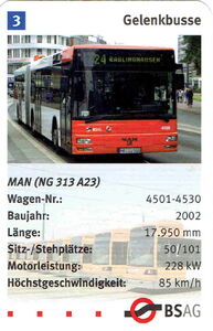 Game Card: 3C - Gelenkbusse - MAN (NG 313 A23) - 2002 (Quartett ...