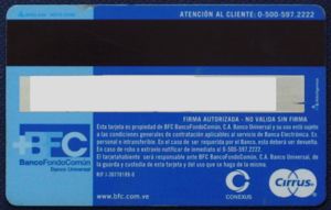 Bank Card: BFC - Banco Fondo Común (Banco Fondo Común, VenezuelaCol:VE ...