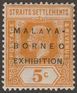 Stamp: King George V - Overprinted (Straits Settlements(Malaya Borneo Exhibition) Mi:SG-ST N174 ...