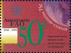 Stamp: 50th Anniversary of Food and Agriculture Organisation (FAO ...