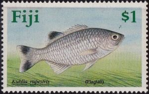Stamp: Rock Flagtail (Kuhlia rupestris) (Fiji(Freshwater Fish (1990 ...