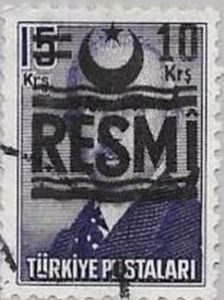 Stamp: Overprint RESMI (Türkiye (Turkey)(Official Stamps, Ismet Inonu ...
