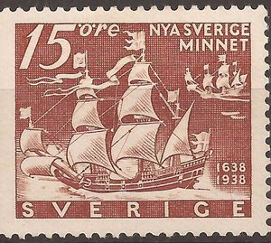 Stamp: The Ships "Calmare Nyckel" & "Fagel Grip" (Sweden(300th Ann ...