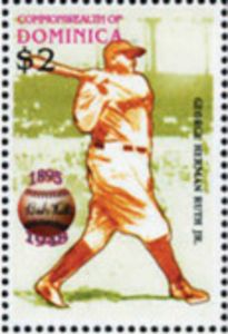 Stamp: Swinging bat (Dominica(George Herman “Babe” Ruth (1895-1948 ...