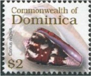 Stamp: Crown Cone (Conus regius) (Dominica(Shells) Mi:DM 3774,Sn:DM ...