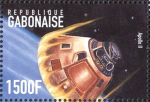 Stamp: Apollo 11 Re-entry (Gabon(30th Anniversary of First Manned Moon ...