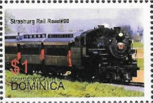 Stamp: Strasburg Railroad #90 (Dominica(Trains) Mi:DM 3593,Sn:DM 2503d 📮