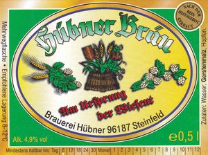 Drink Label: Hübner Bräu Vollbier (Brauerei Hubner, Germany, Federal ...