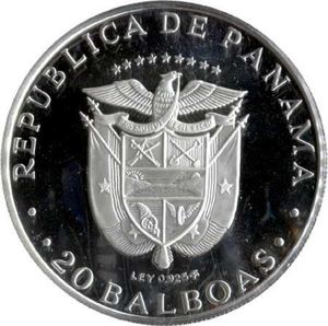 Moeda: 20 Balboas (Vasco Nuñez de Balboa) (Panamá(1903~hoje - Republica ...