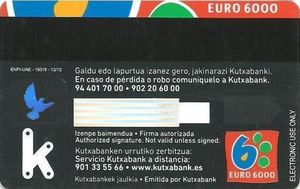 Tarjeta de Banco: Bbk = (Kutxabank, EspañaCol:ES-VI-0423.05