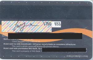 Bank Card: Design black (ING Bank, RomaniaCol:RO-MC-0103