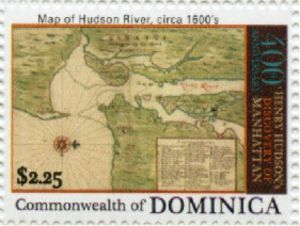 Stamp: Map of Hudson River (Dominica(Henry Hudson Discovery Manhattan ...