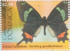 Stamp: Cuban Cattleheart (Parides gundlachianus) (Dominica ...