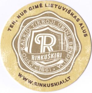Beer Coaster: Rinkuskiu (Rinkuskiai, LithuaniaCol:LT-000526