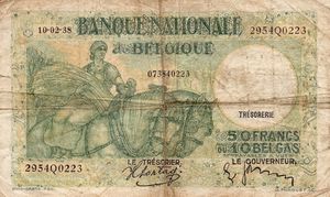 Banknote: 50 Francs (Belgium) (1933-1947 Issue) Wor:P-106a.4