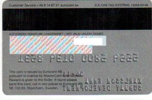 Bank Card: Eurocard Corporate limit (Eurocard AB, SwedenCol:SE-MC-0007 💳