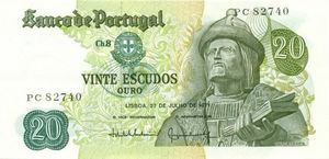 Banknote: 20 Escudos (Portugal) (1968-1982 Issue) Wor:P-173a.7