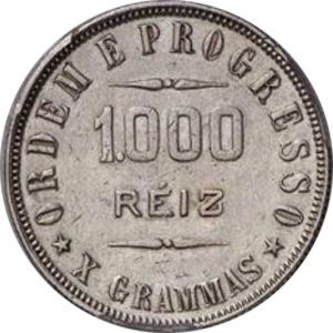 Moneda: 1,000 Réis (Brasil(1889~1922 - Antiguo Real (República)) WCC:km507