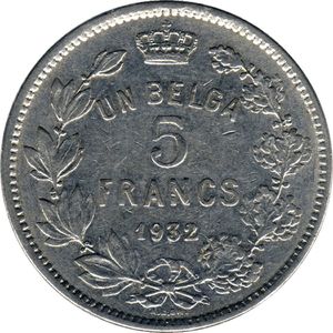 Coin: 5 Francs (Medal alignment) (Belgium(1909~1934 - 3rd King Albert I ...