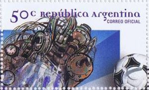 Stamp: Football, popular sports, painting by Luis Scafati (Argentina ...