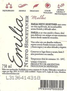 Drink Label: Emilia (Bodegas Nieto Schetiner, ArgentinaCol:AR-WINE-000063