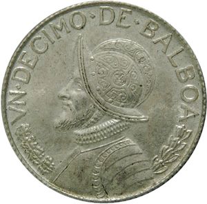 Moneda: 1/10 de Balboa ("Décimo" - low relief) (Panamá(1929~Today ...