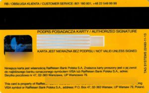 Bank Card: Visa Elektron (Raiffeisen Polbank, PolandCol:PL-VE-0109