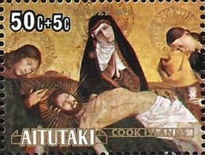 Stamp: Pietà of Villeneuve-lès-Avignon (1457) by Enguerrand Quarton ...