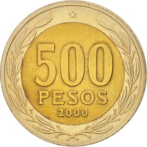 Moneda: 500 Pesos (Chile(1975~Actualidad - Pesos (CLP)) Col:CL-000075 ...
