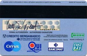 Tarjeta de Banco: Maestro (Credito Bergamasco, ItaliaCol:IT-MS-0037