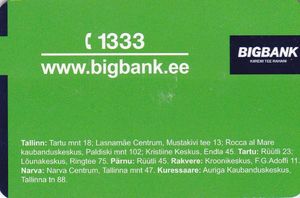 Tarjeta de Banco: Bigbank kontokaart (Big Bank, EstoniaCol:EE-GM-0103