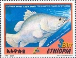 Stamp: Nile Perch (Lates niloticus) (Ethiopia) (Fish (2001)) Mi:ET 1710 ...