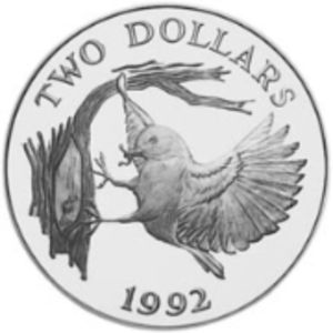 Coin: 2 Dollars (Eastern Bluebird) (Bermuda(1990~1994 - Bermuda animals ...