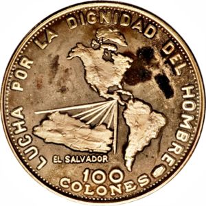 Coin: 100 Colones (150th Anniversary of Independence) (El Salvador(1919 ...