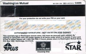 Bank Card: Check Card (Washington Mutual Bank, United States of America ...