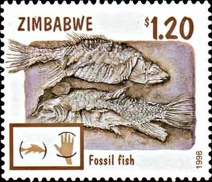Stamp: Fossil Fish (Zimbabwe(Fossil) Mi:ZW 621,Sn:ZW 802,Yt:ZW 395,Sg ...