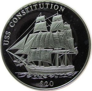 Coin: 20 Dollars (USS Constitution) (Liberia) (2000 - World ships)
