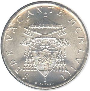 Moneda: 500 Lire (Sede Vacante) (Ciudad del Vaticano(1958 - Sede Vacante) WCC:km57
