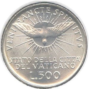 Moneda: 500 Lire (Sede Vacante) (Ciudad del Vaticano(1958 - Sede Vacante) WCC:km57