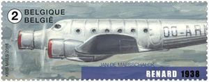Stamp: Renard R.35 (1938) (Belgium(Old Belgian Airplanes) Mi:BE 4636,Sn ...