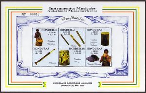 Stamp: Musical instruments of the natives (Honduras(Music instruments ...