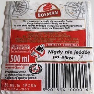 Etiqueta de bebida: Bosman Full (Browar Bosman Szczecin, PoloniaCol:PL ...