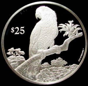 Coin: 25 Dollars (Endangered Wildlife. Imperial Parrot) (British Virgin ...