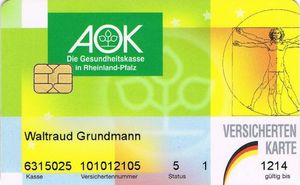 Functional Card: AOK - Versicherten Karte (Insurance, Germany, Federal ...