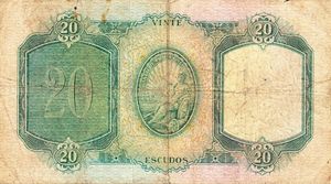 Banknote: 20 Escudos (Portugal(1941-1959 Chapa 6 and 6A Issue) Wor:P ...