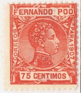 Stamp: Alfonso XIII (Fernando Poo(King Alfonso XIII 1907) Mi:ES-FP 156 ...