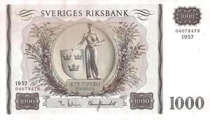 Banknote: 1,000 Kronor (Sweden(1952-1973 Issue) Wor:P-46b