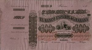 Banknote: 300 Pesos (Cuba(1867-1868 Issue) Wor:P-8r
